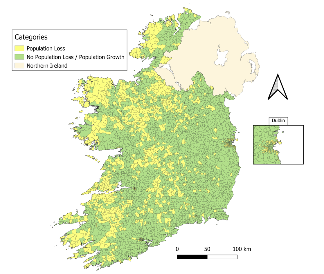 Understanding trends of population loss across Irish Electoral ...