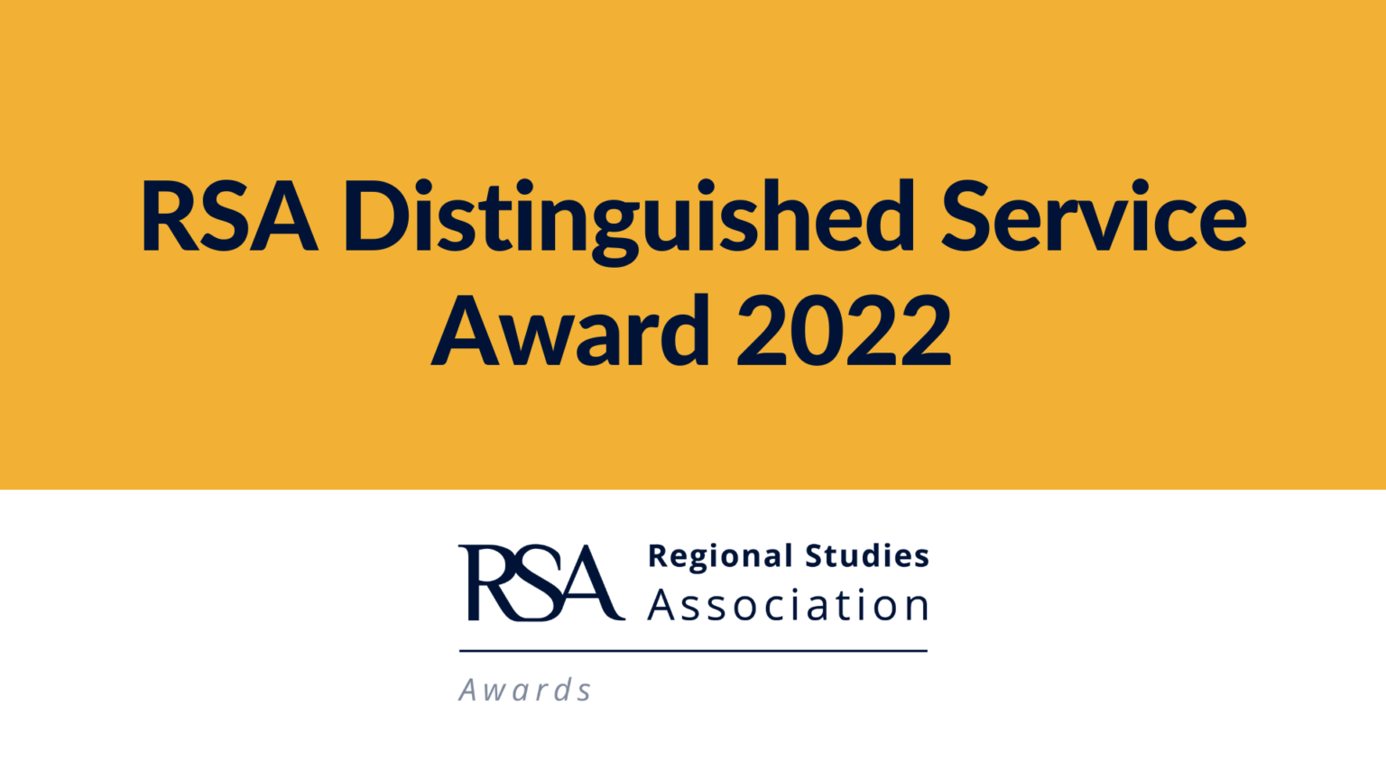 2022 Distinguished Service to Regional Studies Award - RSA Main